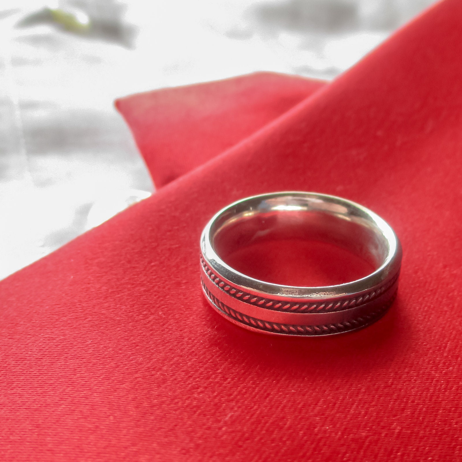 Matrimony Antique Silver Wedding Band - Etsy