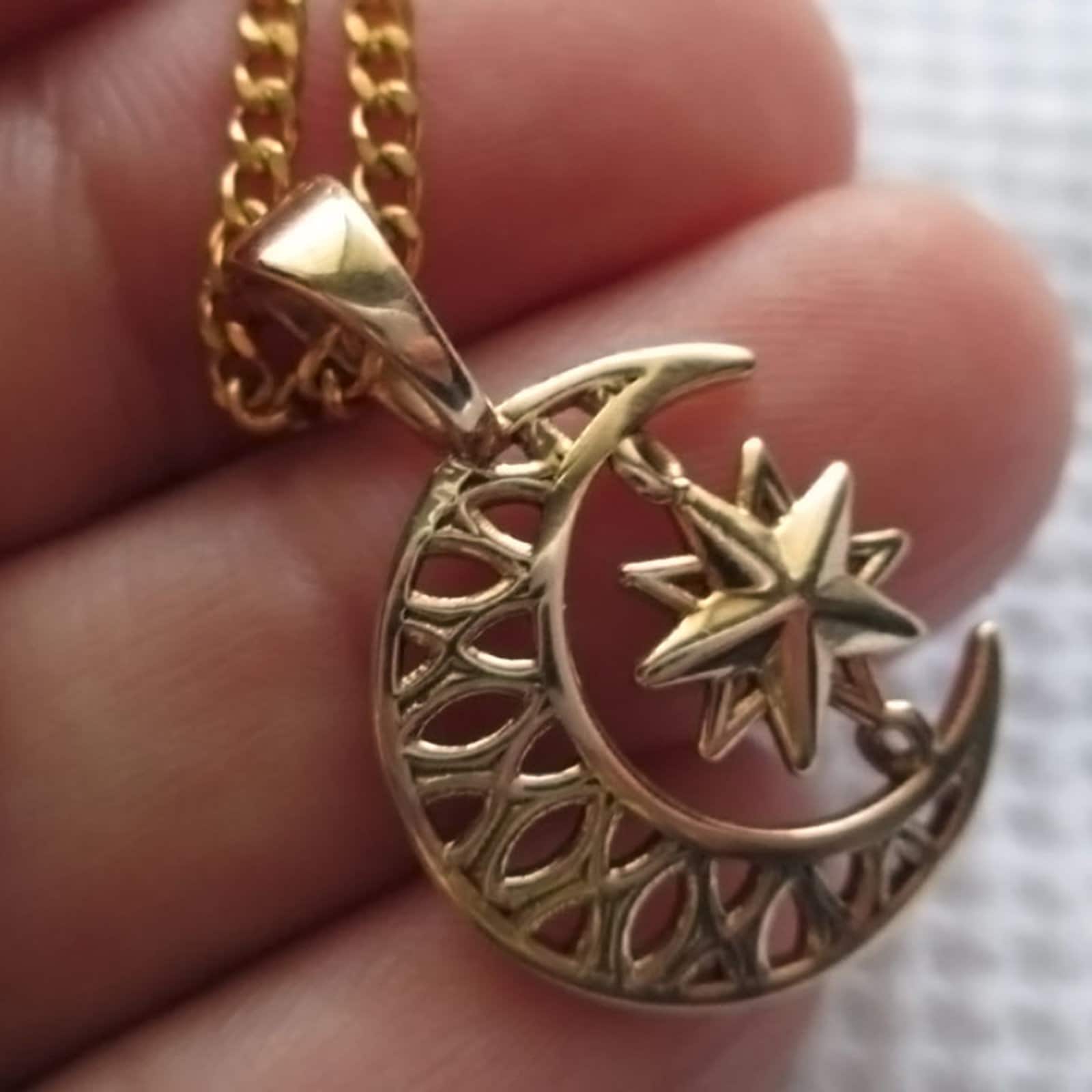 Solid Metal Crescent Moon Charm Pendant - Etsy