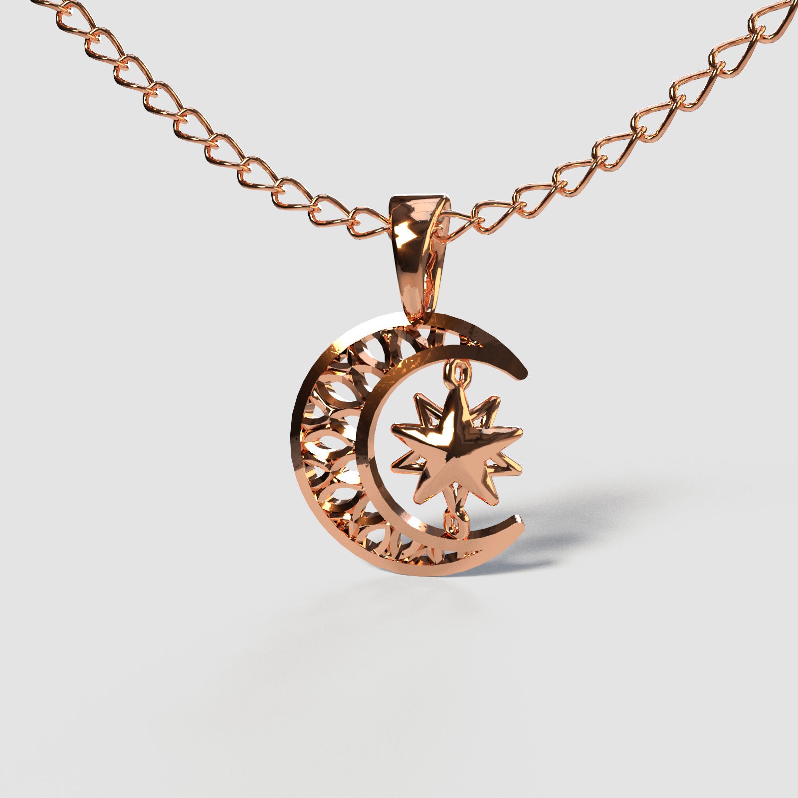 Solid Metal Crescent Moon Charm Pendant - Etsy