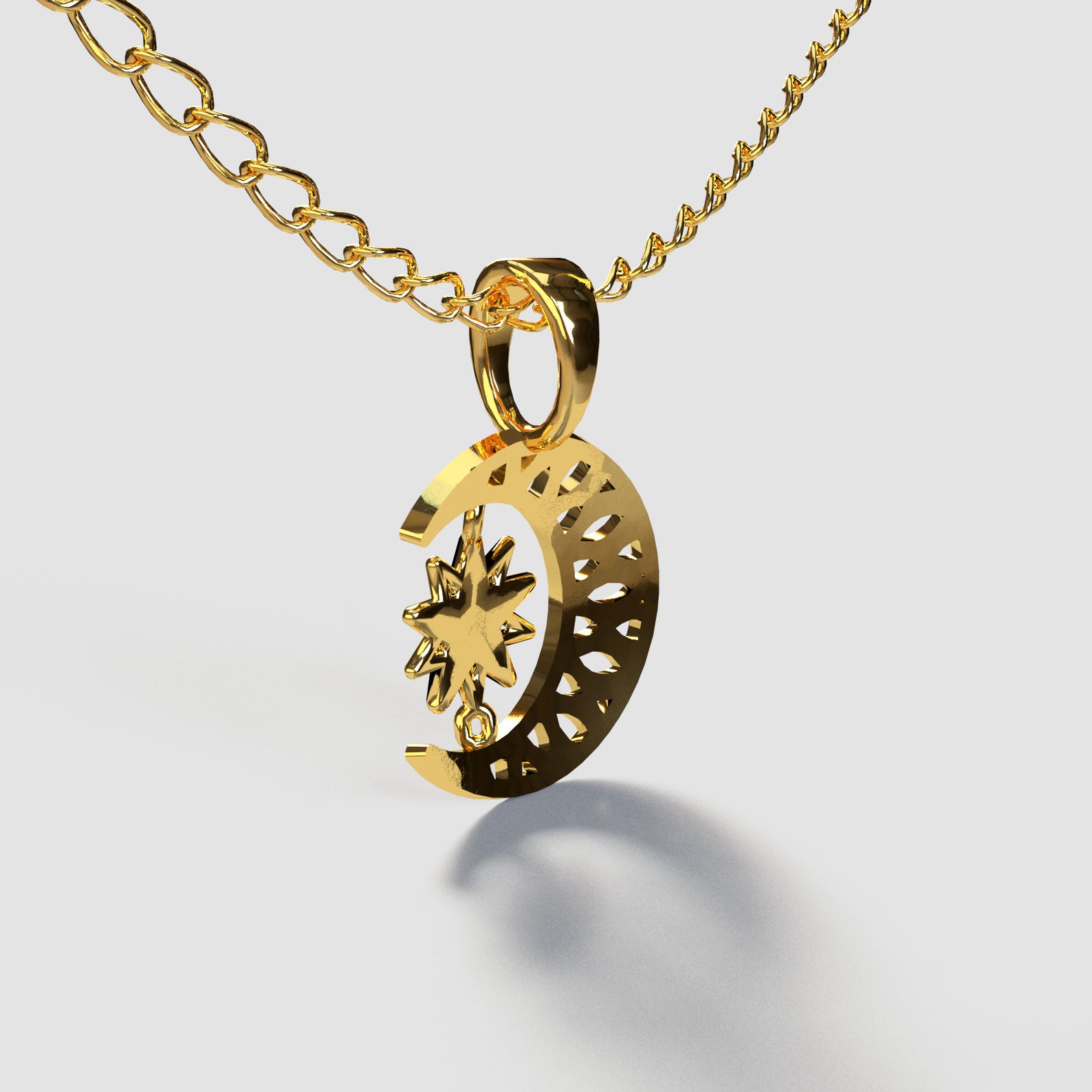 Solid Metal Crescent Moon Charm Pendant - Etsy