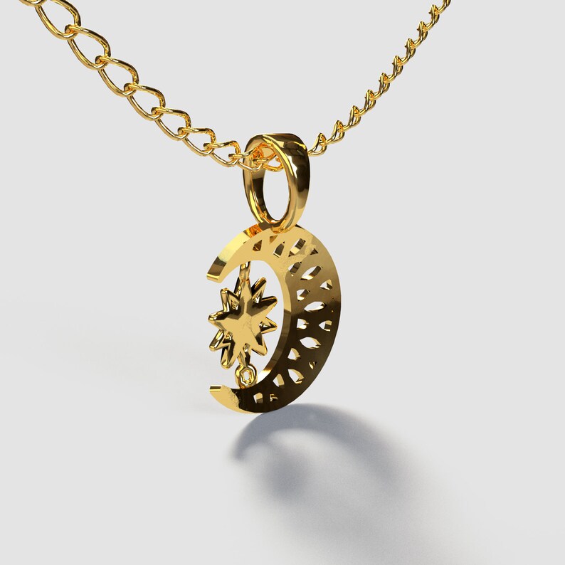 Solid Metal Crescent Moon Charm Pendant - Etsy