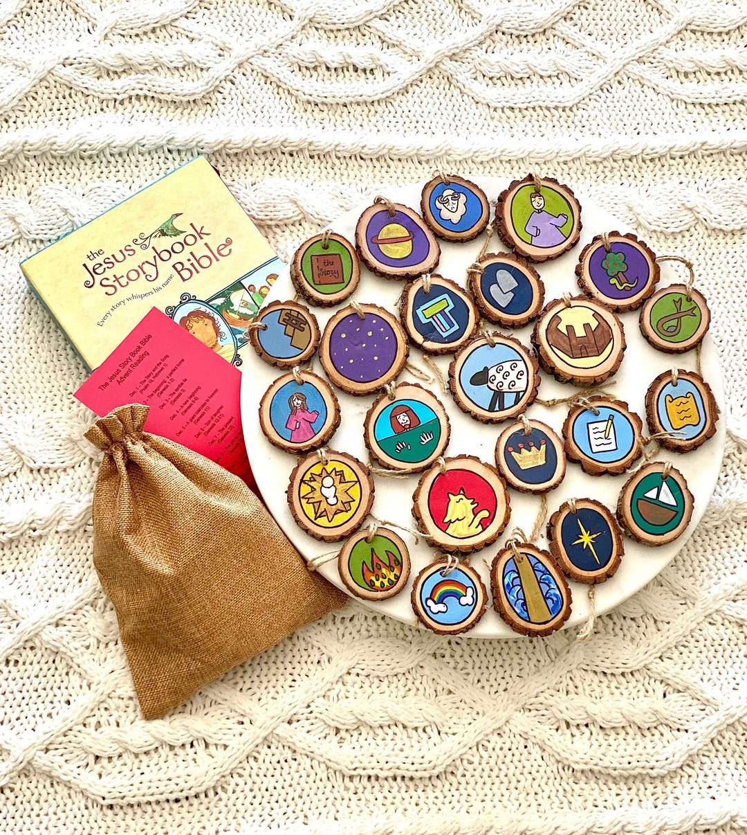 Jesus Storybook Bible Ornaments, Jesse Tree Ornaments, Wooden Jesse ...