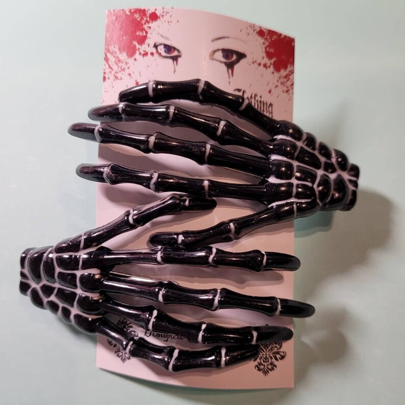 1 Pair Black Skeleton Hand Clips - Etsy