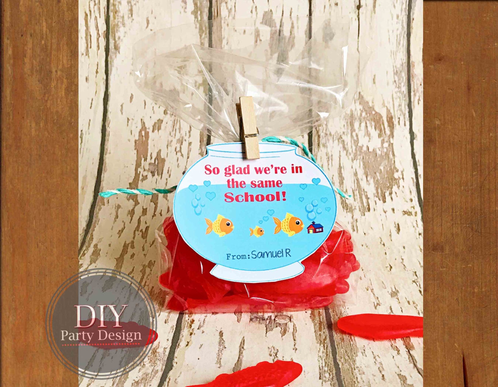Valentine Fish Bowl Tag Favor Topper DIY Digital File Only - Etsy
