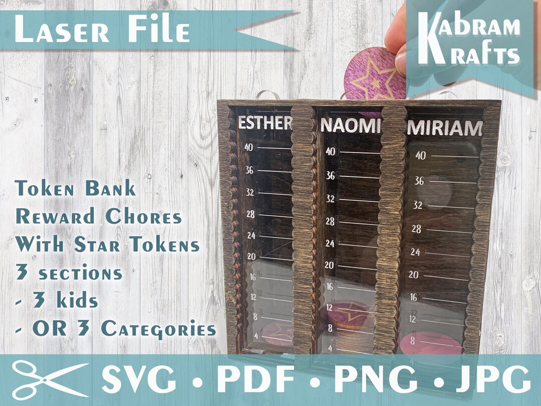 3D Chore Token Bank Laser Template: SVG, PDF (digital Download) - Etsy