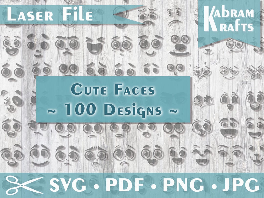 100 Cute Face Designs for Engraving | Pet Rock Faces, Laser Cut Files ...