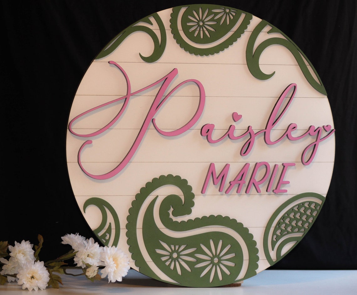 Paisley Baby Name Sign SVG Laser Template (digital Download) - Etsy