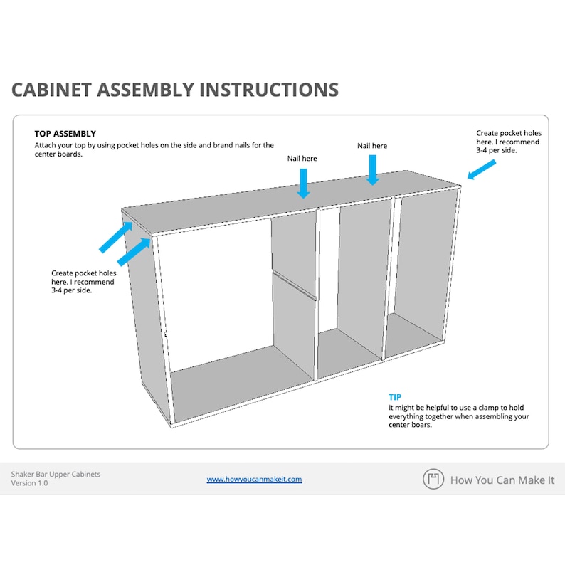Build Instructions for a Shaker Style Cabinet Bar With - Etsy