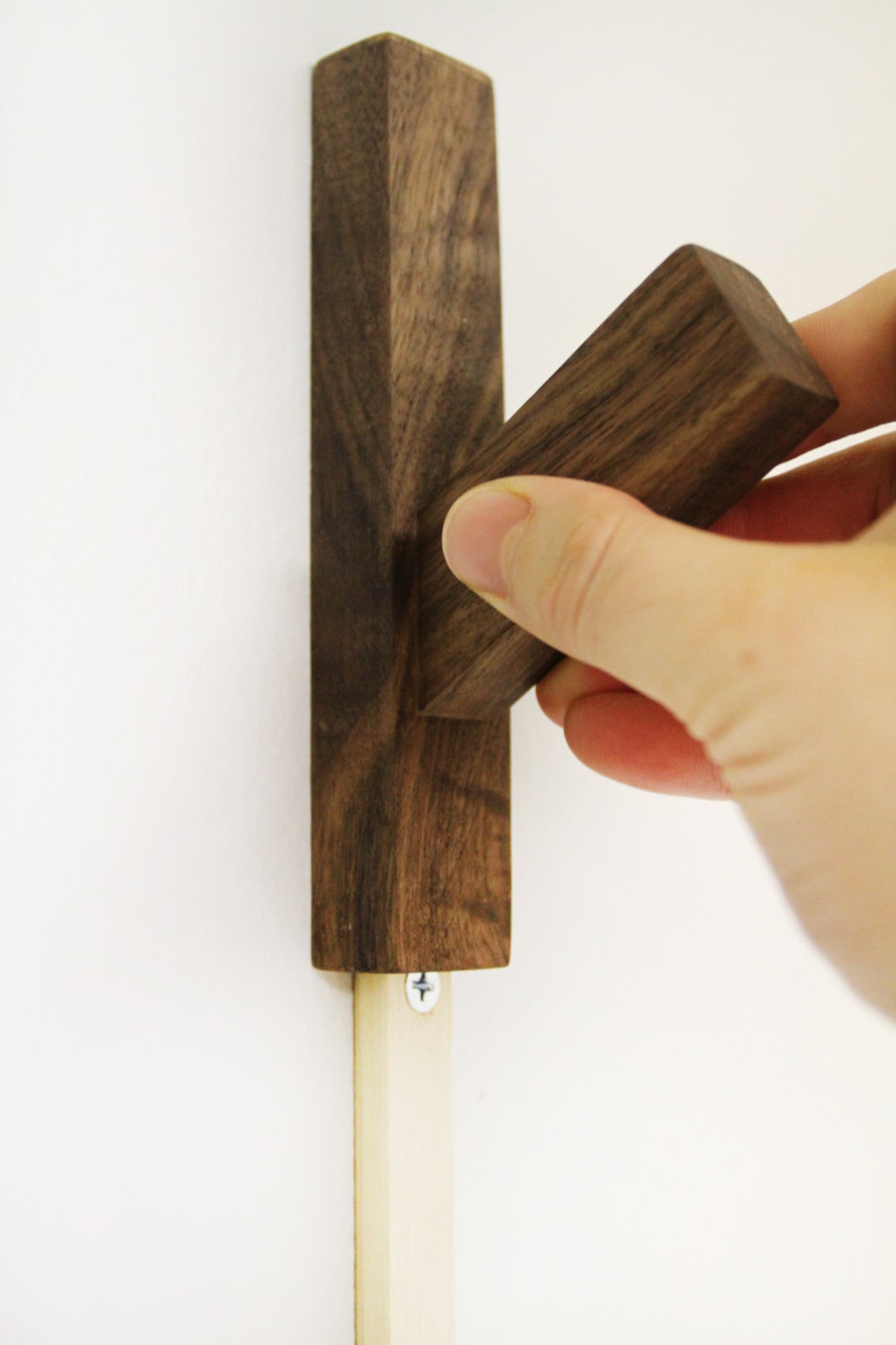 Walnut Coat Hook With Hidden Mounting System - Etsy