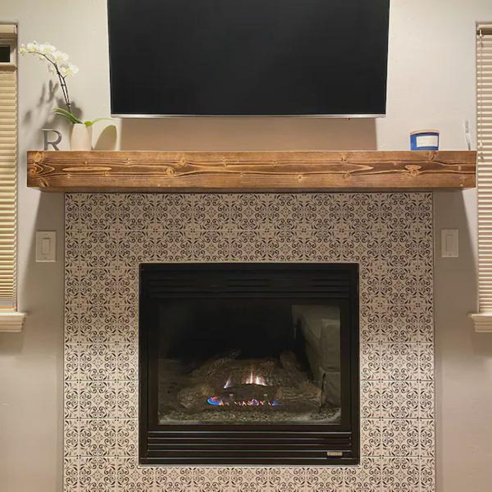 Wood Beam Fireplace Mantel Shelf: Rustic Floating Mantel - Etsy