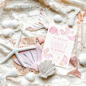 Mermaid Birthday Party 5x7 Invitation - Let's Shellabrate - Shellabrate ...