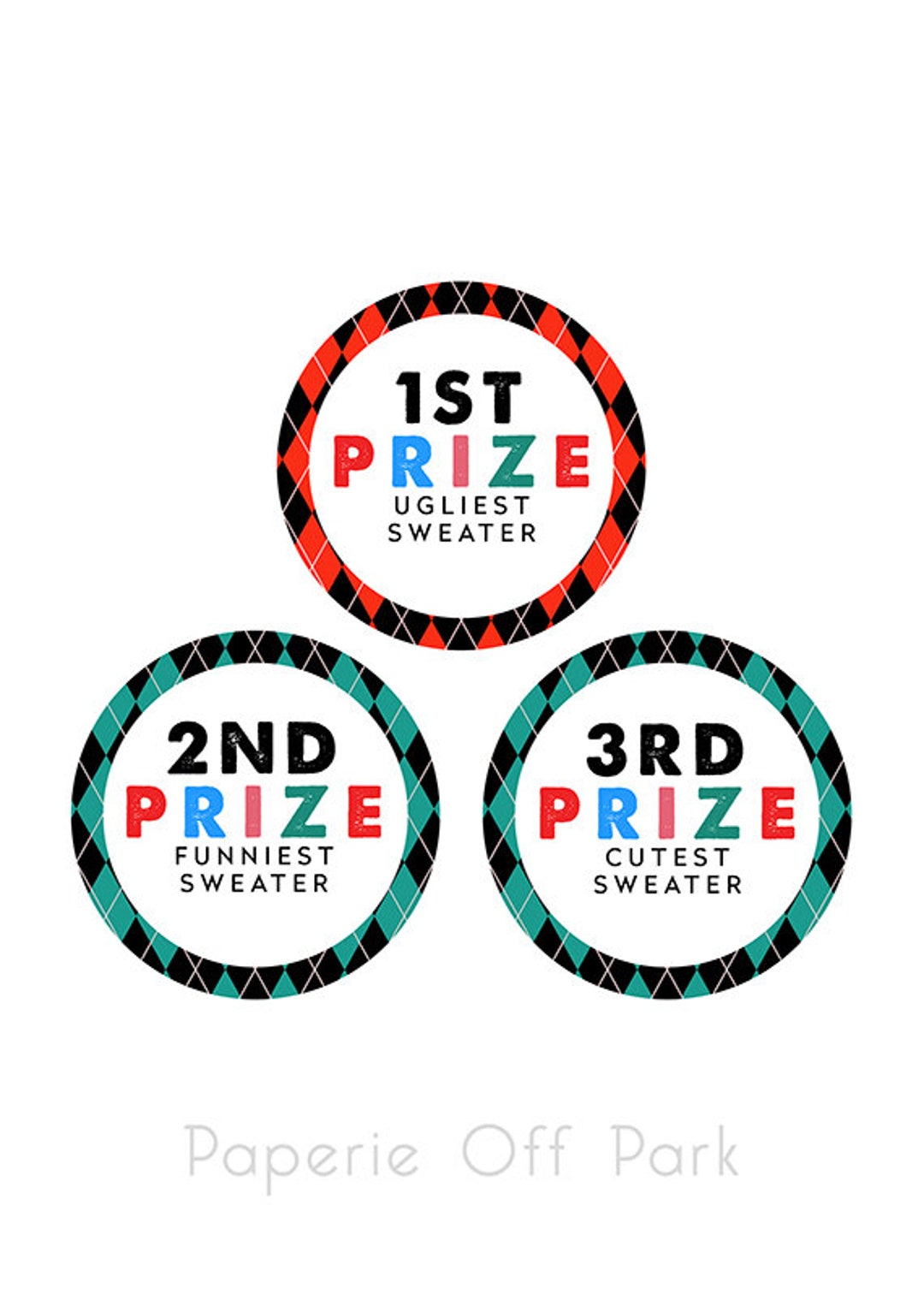Printable Prize Stickers/tags - 3" - Ugly Christmas Sweater Party ...