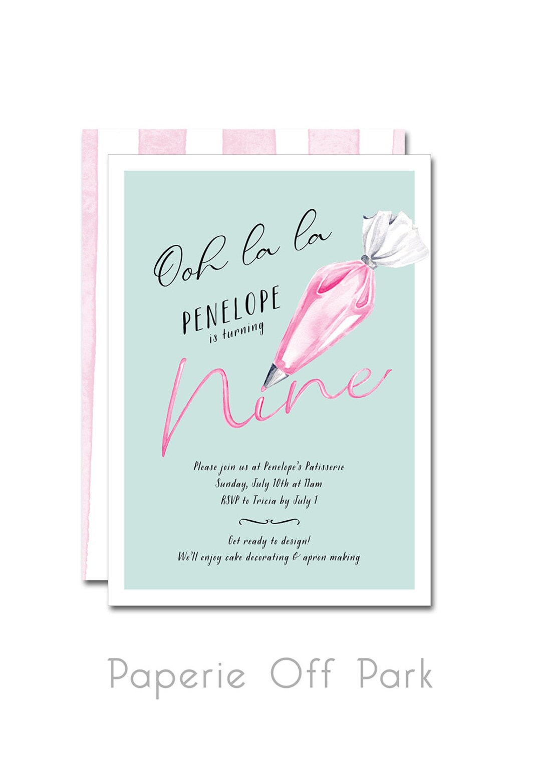 Birthday Party 5x7 Invitation - Cake Decorating - Ooh La La, Patisserie ...