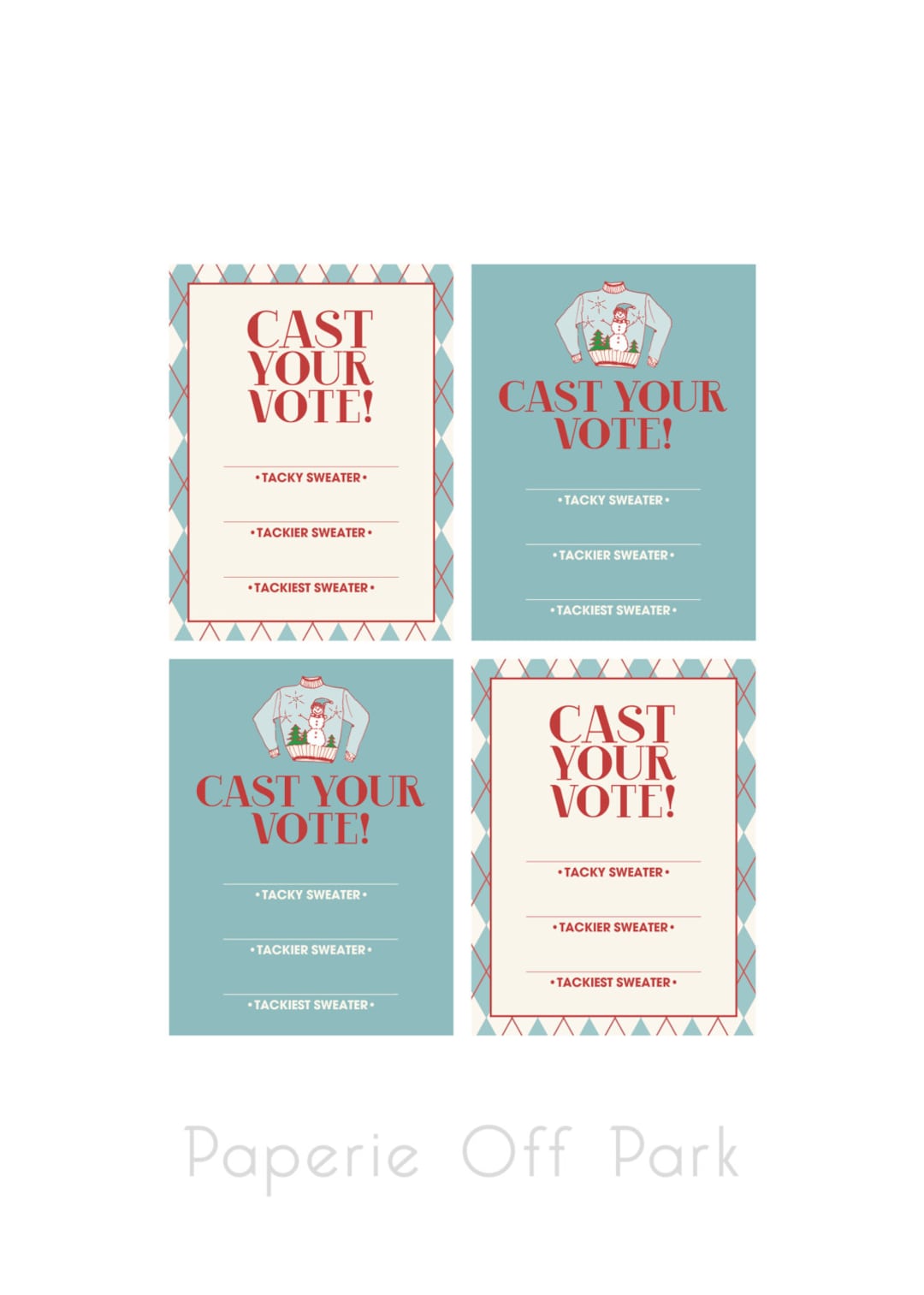 INSTANT DOWNLOAD - Printable Cast Your Vote Cards (2 Designs) - Tacky ...