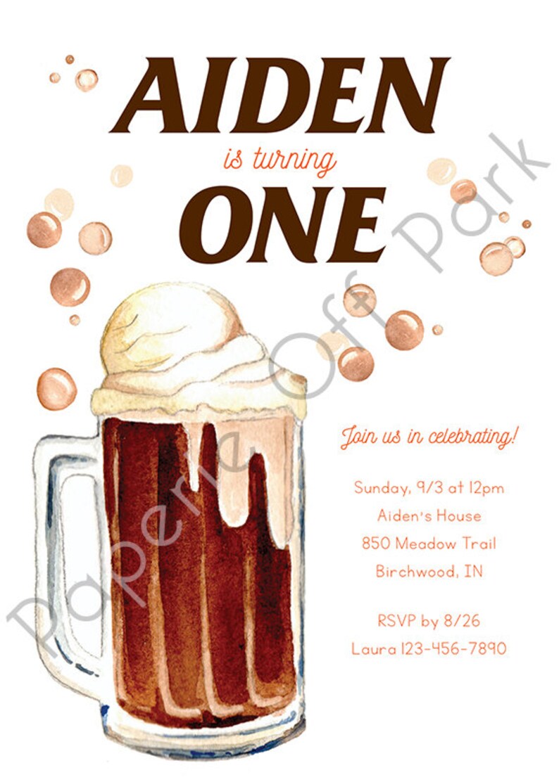 Root Beer Birthday Party 5x7 Invitation - Root Beer Float - Ice Cream ...
