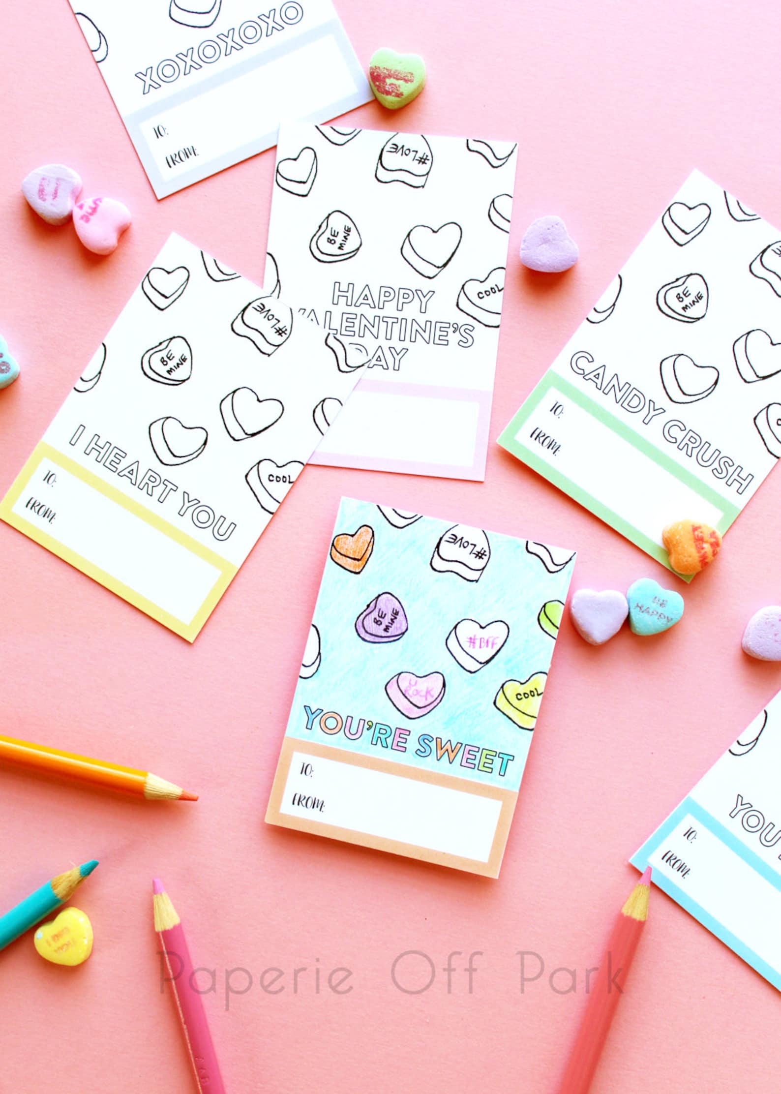 Printable Valentine's Day Coloring Cards 6 Designs - Etsy
