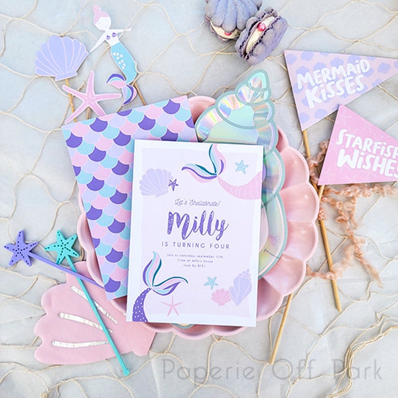 Mermaid Birthday Party 5x7 Invitation - Mermazing - Let's Shellabrate ...