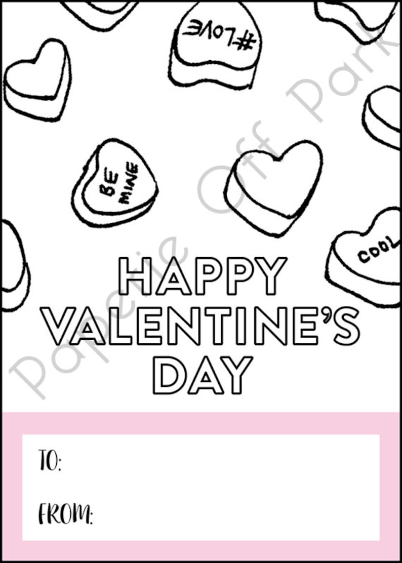 Printable Valentine's Day Coloring Cards 6 Designs - Etsy