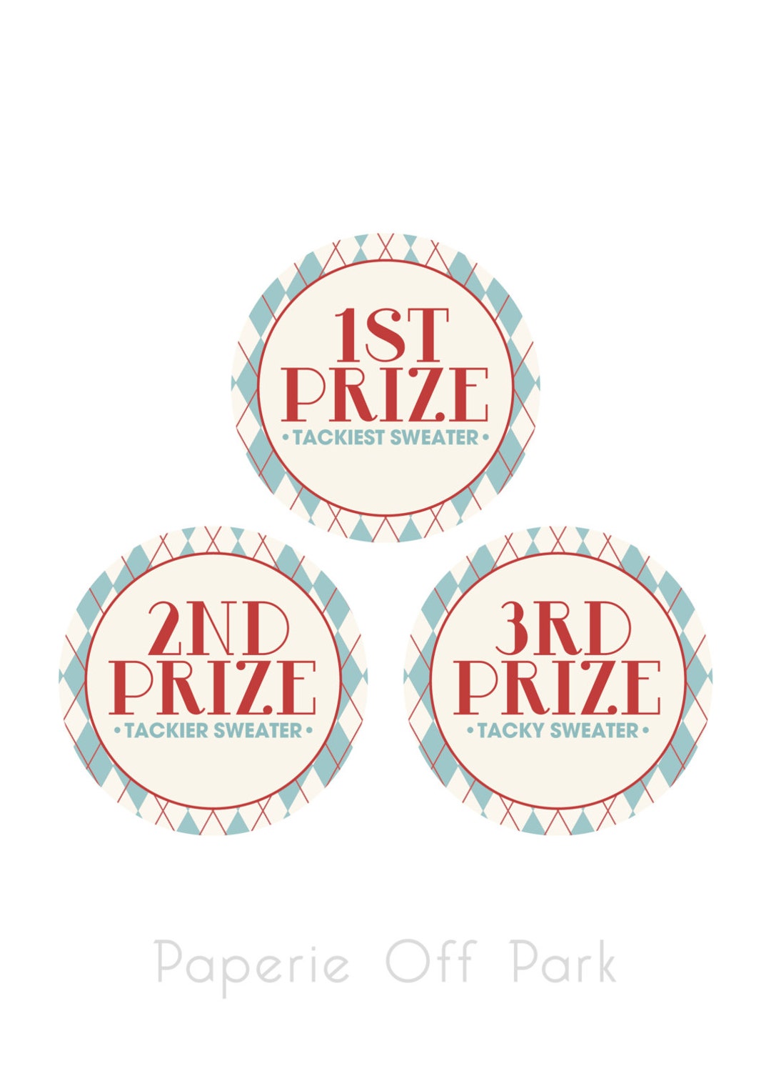 Printable Prize Stickers/tags - Tacky Holiday Sweater Party - INSTANT ...