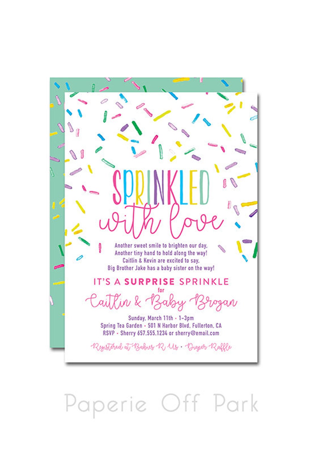 Baby Sprinkle Shower 5x7 Invitation - Sprinkled With Love - Printable ...