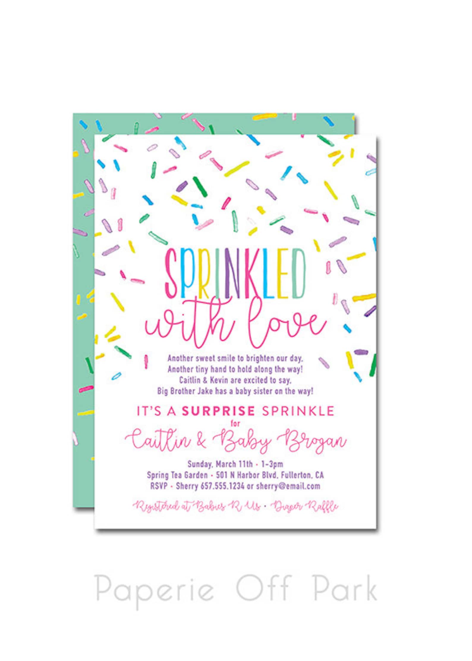Baby Sprinkle Shower 5x7 Invitation Sprinkled With Love | Etsy