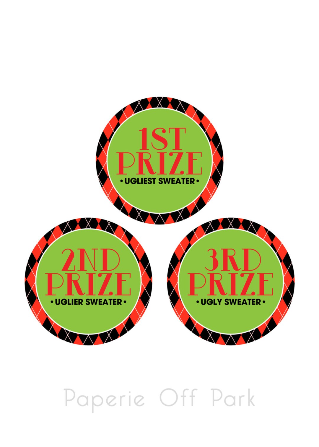 INSTANT DOWNLOAD - Printable Prize Stickers/tags - 3" - Ugly Christmas ...