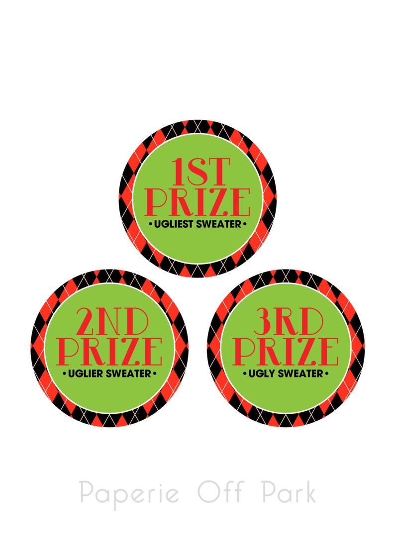 INSTANT DOWNLOAD - Printable Prize Stickers/tags - 3" - Ugly Christmas ...