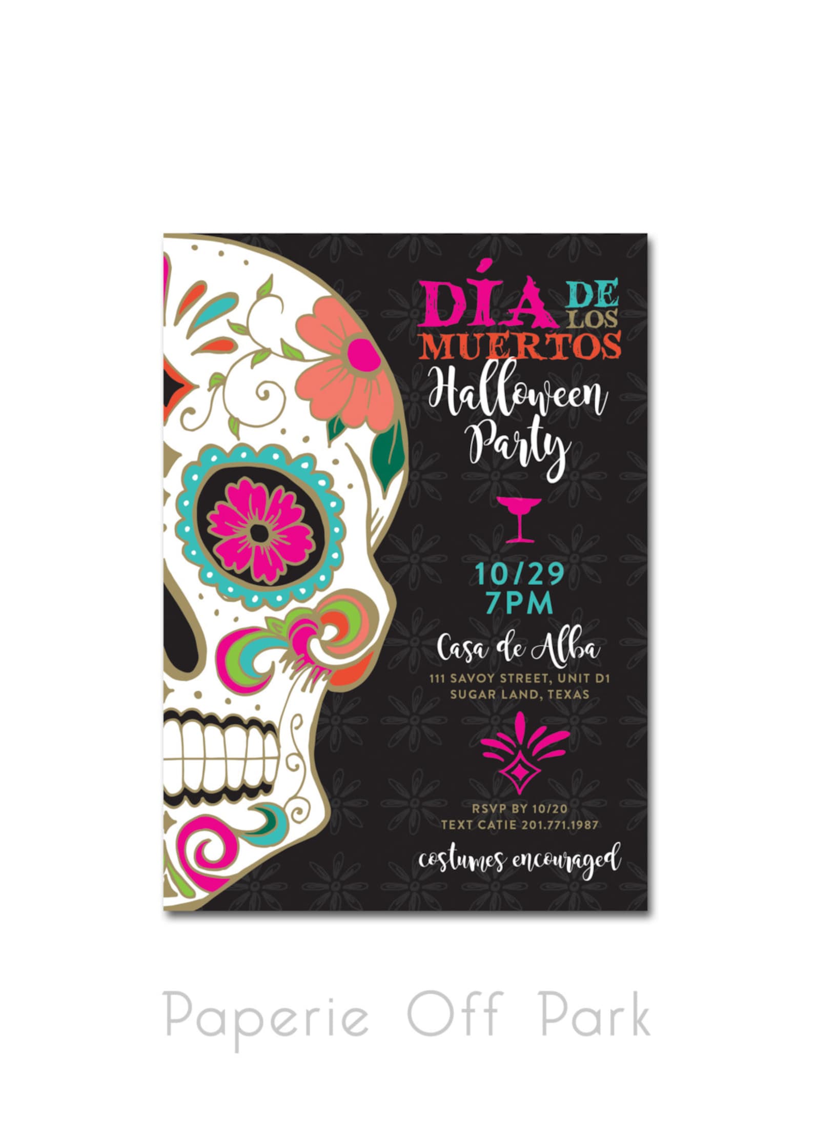 Day of the Dead/día De Los Muertos Halloween Party 5x7 Invitation ...