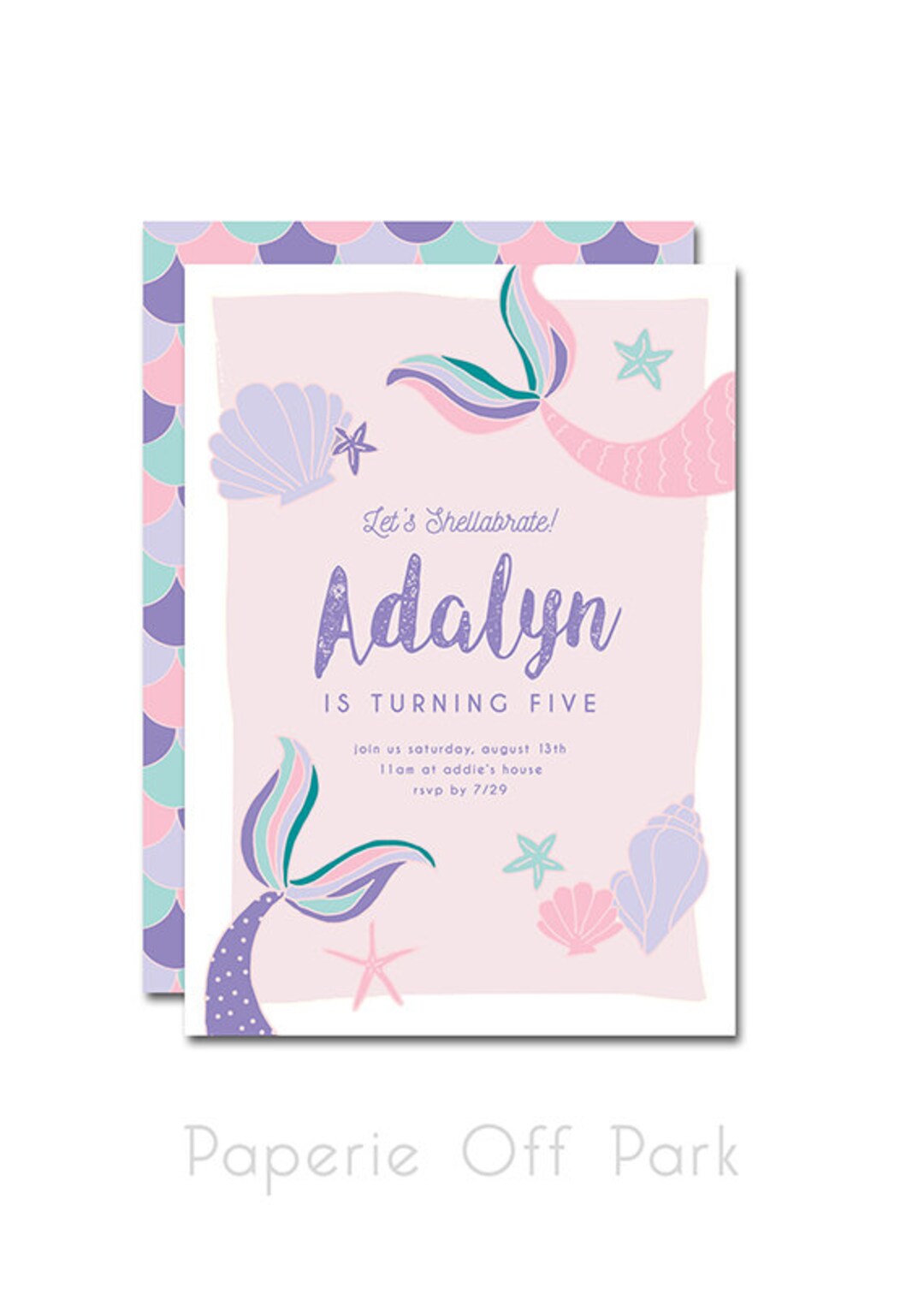 Mermaid Birthday Party 5x7 Invitation - Mermazing - Let's Shellabrate ...