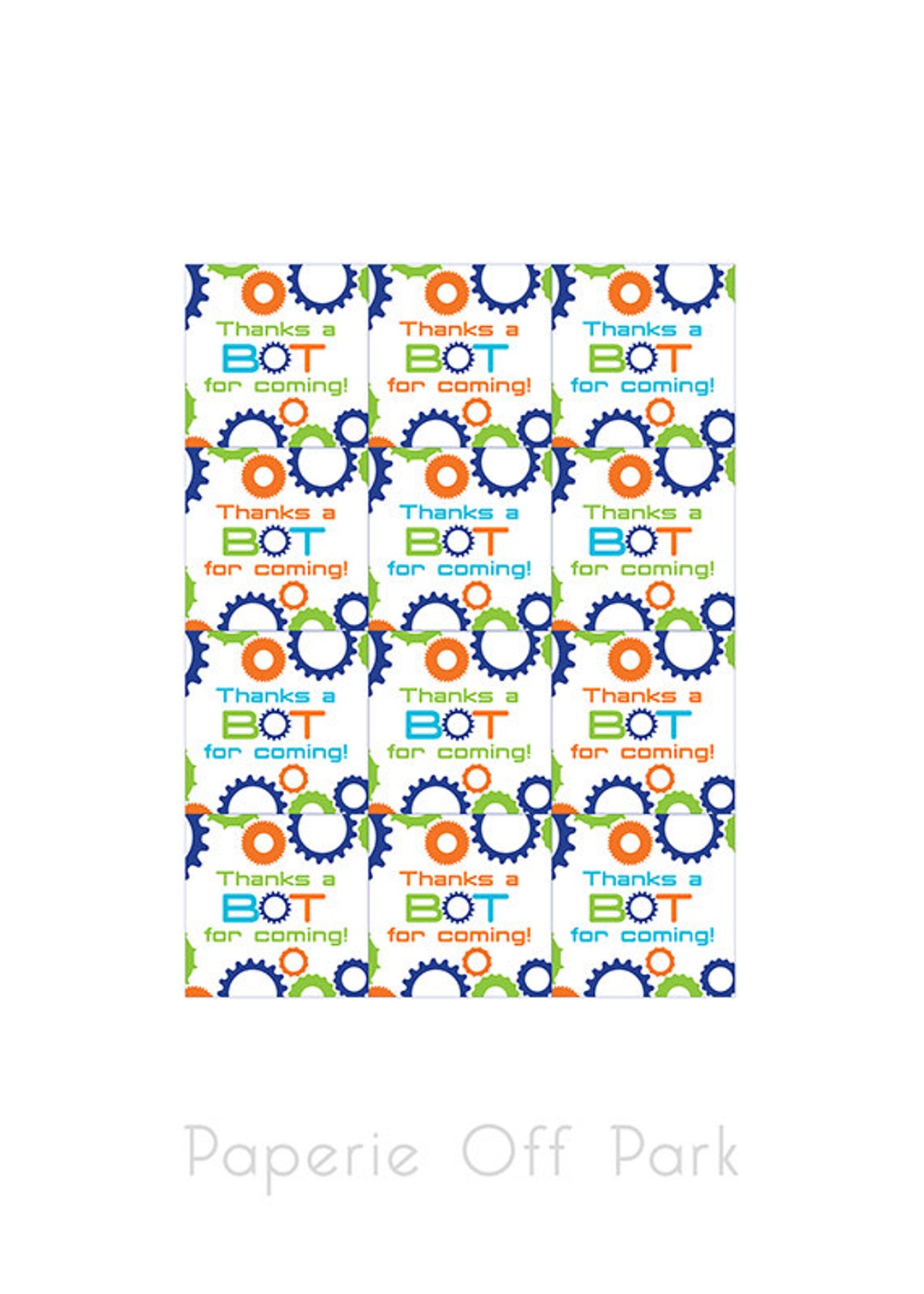 INSTANT DOWNLOAD - Printable Favor Tags/stickers - 2.5x2.5 - Thanks a ...