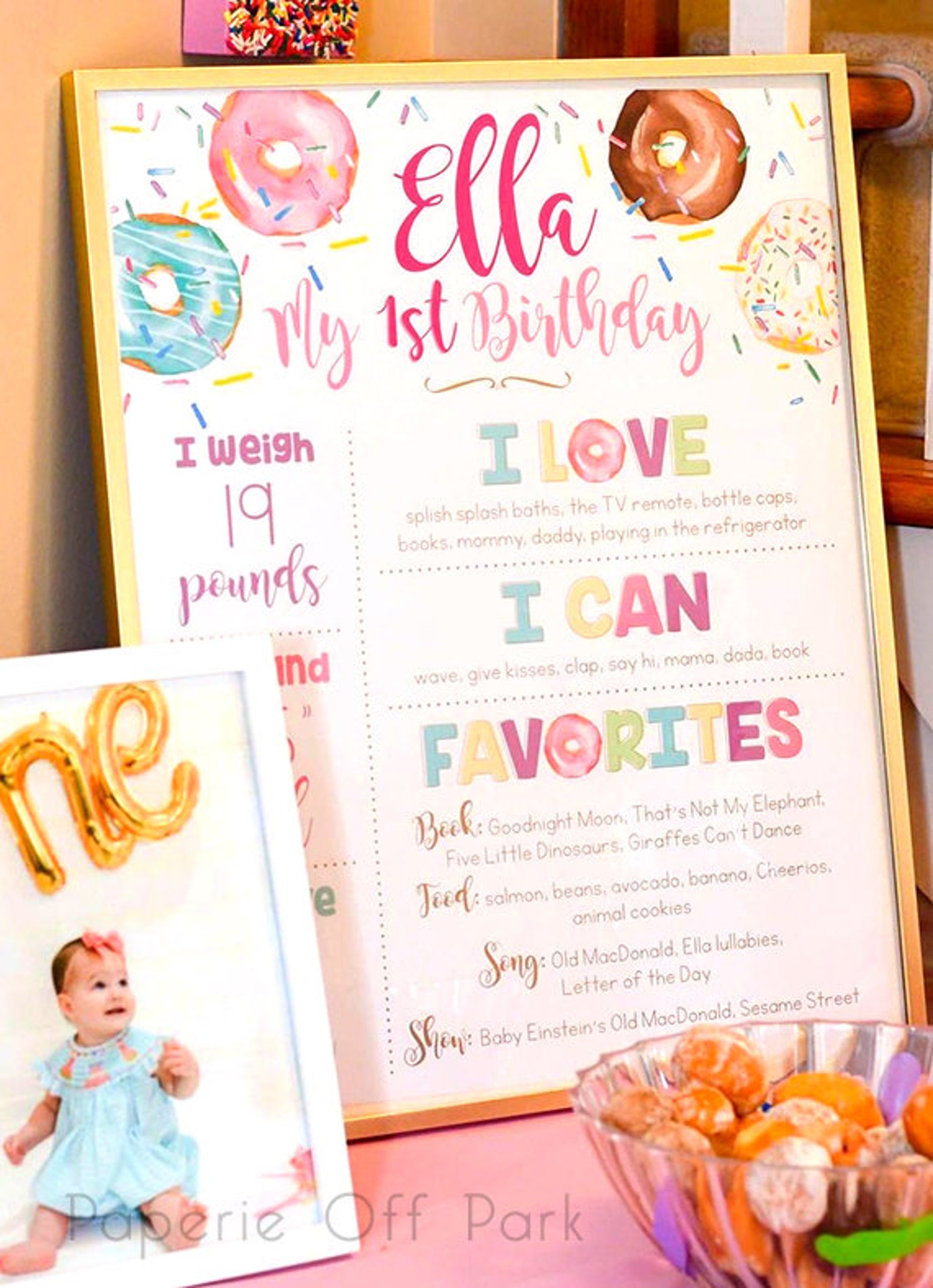 1st Birthday Stats Chart First Year Milestone Sign 16x20 | Etsy