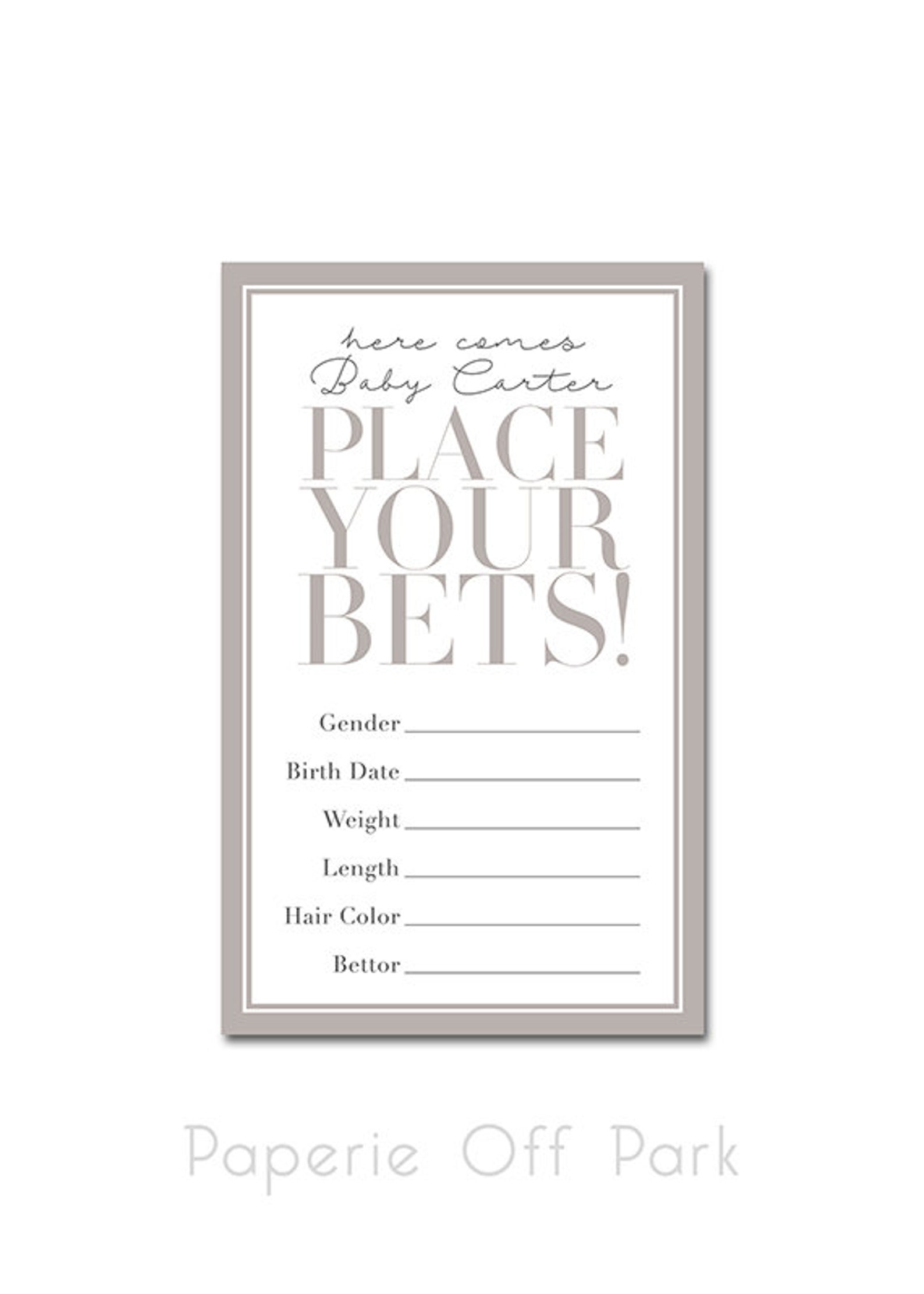 Baby Shower Place Your Bets Cards 2.5x4 Derby Betting - Etsy