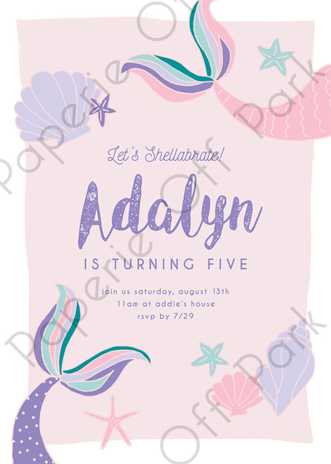 Mermaid Birthday Party 5x7 Invitation - Mermazing - Let's Shellabrate ...