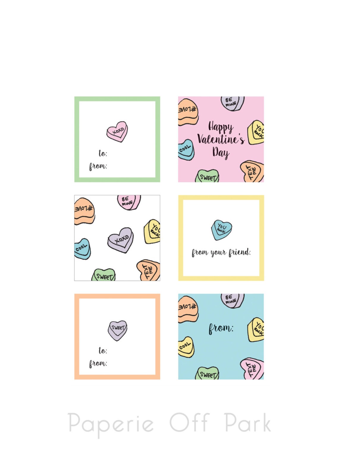 Printable Valentine's Day Treat Tags/stickers 6 Designs - Etsy