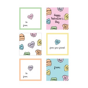 Printable Valentine's Day Treat Tags/stickers (6 Designs) - 2.5x2.5 ...