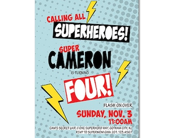 Calling All Superheroes Invitation - Etsy