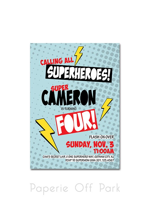Comic Book Birthday Party 5x7 Invitation Calling All - Etsy