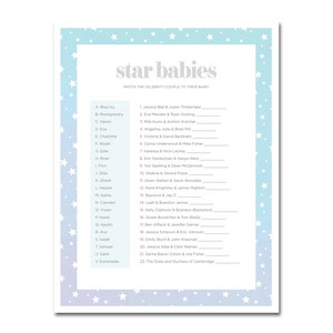 INSTANT DOWNLOAD - Printable Baby Shower Star Babies Game (celebrity ...