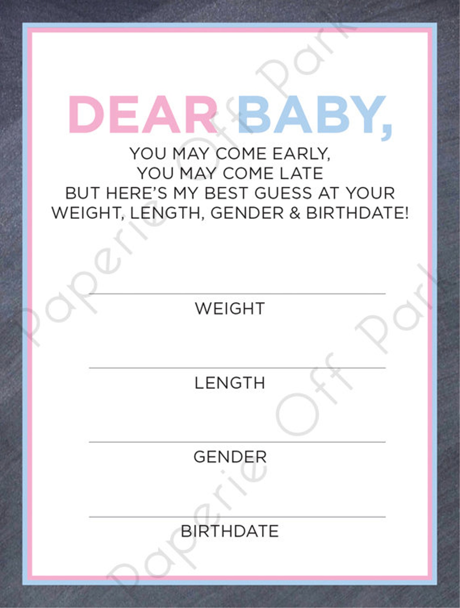 INSTANT DOWNLOAD Printable Dear Baby Cards 4 designs | Etsy