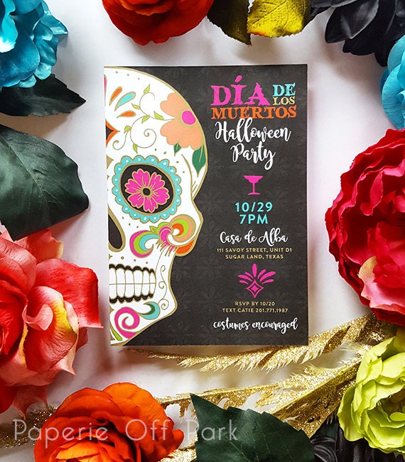Day of the Dead/día De Los Muertos Halloween Party 5x7 Invitation ...