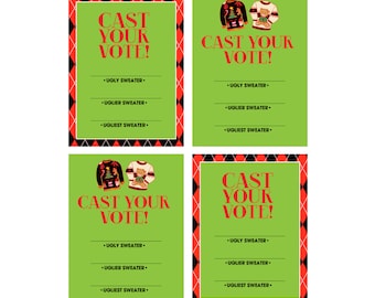 Printable Cast Your Vote Cards 4 Designs Ugly Christmas | Etsy