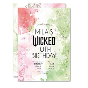 Wicked Inspired Birthday Party Invitation - 5x7 - Defy Gravity, Wicked ...
