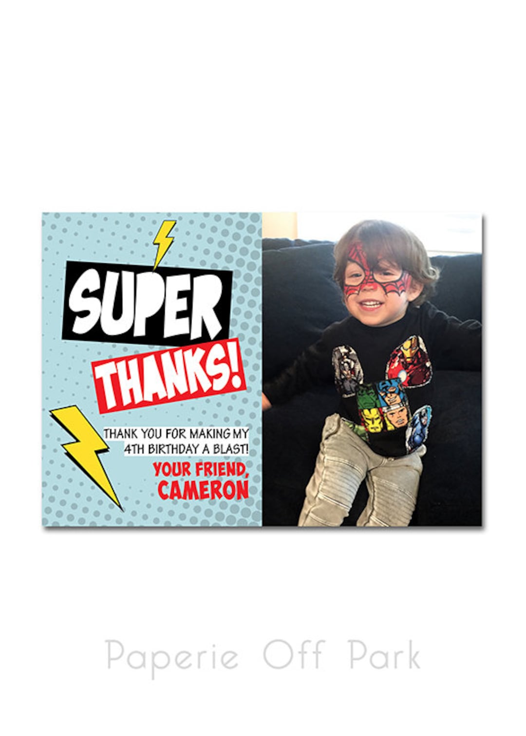 Superhero Birthday Thank You Card With Photo - A7 (5x7) - Calling All ...