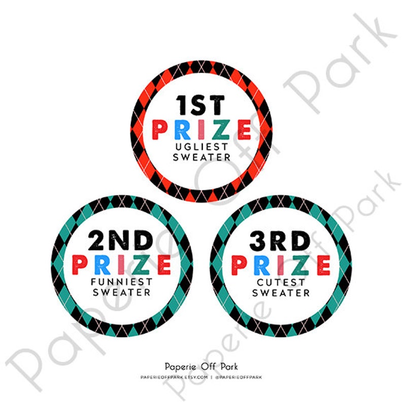Printable Prize Stickers/tags - 3" - Ugly Christmas Sweater Party ...