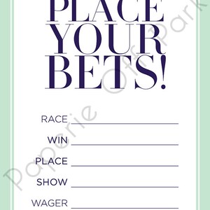 Printable Kentucky Derby Place Your Bets Cards - 2.5x3.75 - 145th Run ...