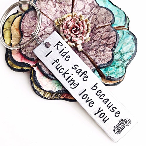 Personalized Hand Stamped Motorcycle Keychain. Biker Gift. | Etsy