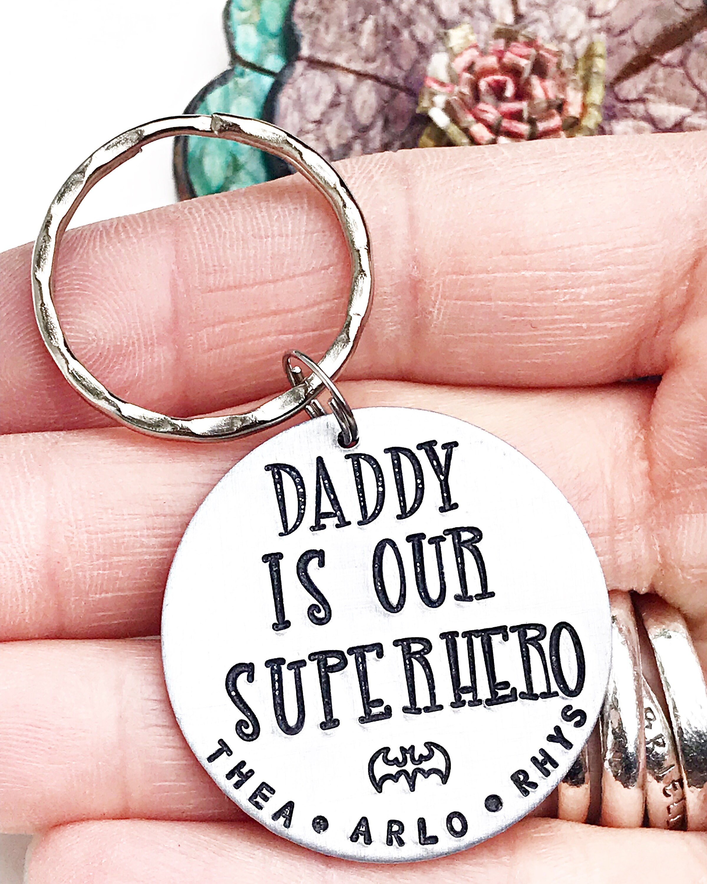 Superhero Keychain Personalized Fathers Day Gift for Daddy | Etsy