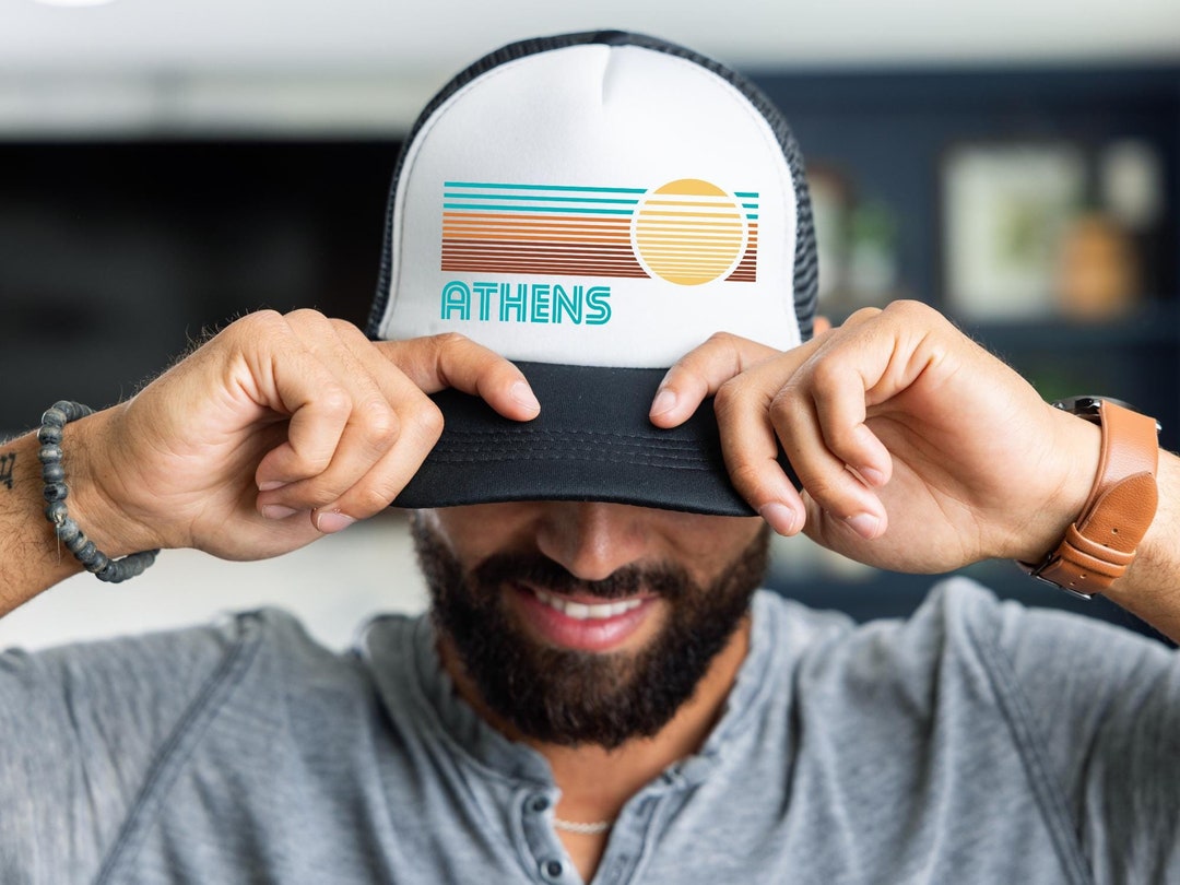 Athens Modern Hat. Retro Baseball Cap. Modern Sun Stripes Hats. Greece ...