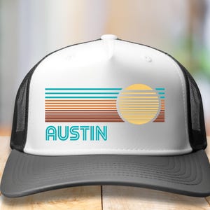 Austin Modern Hat. Retro Baseball Cap. Modern Sun Stripes Hats. Travel ...