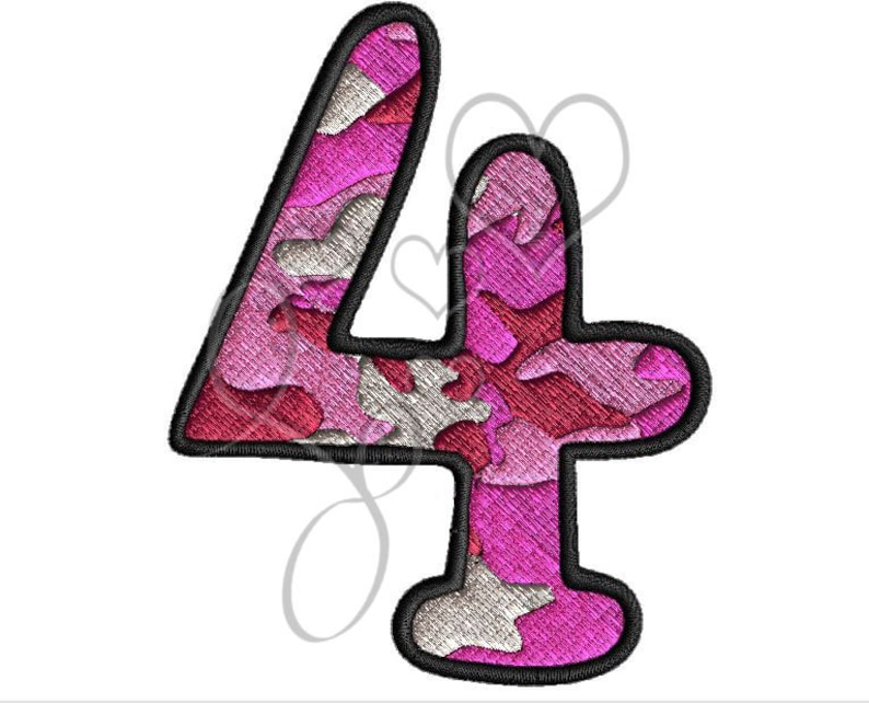 Pink Camo #4 Camouflage Number Four Embroidery Download Machine ...